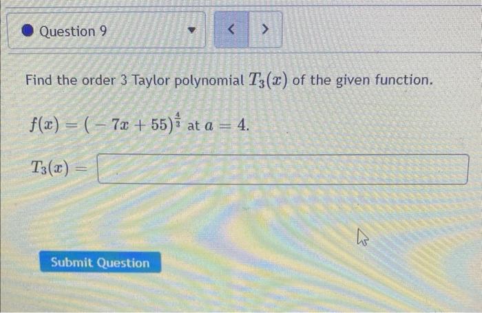 Solved Find the order 3 Taylor polynomial T3(x) of the given | Chegg.com