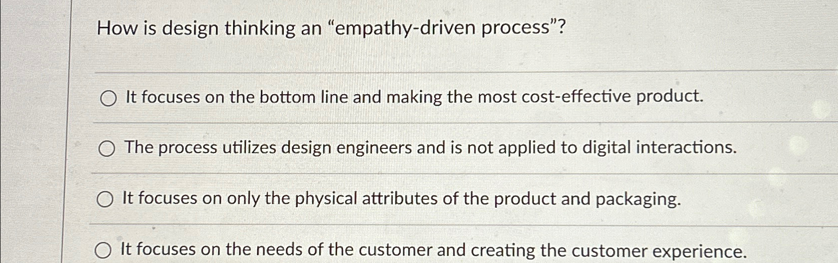 Solved How Is Design Thinking An Empathy Driven Processit 6025