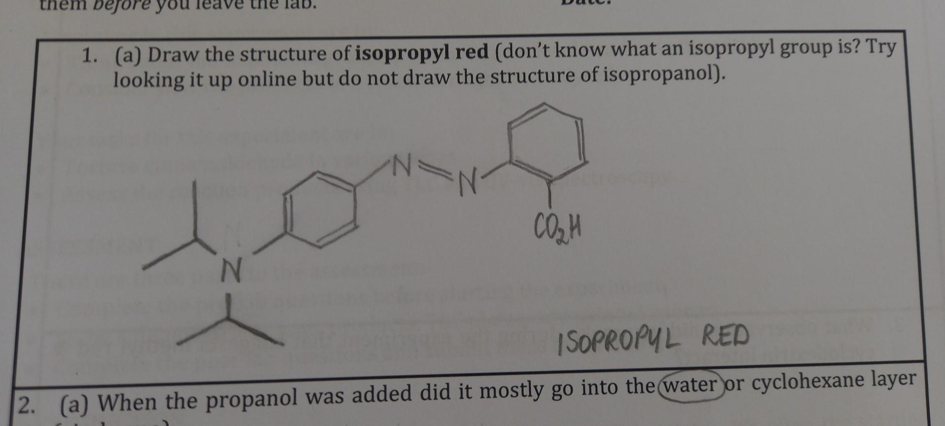 Solved 1. (a) Draw the structure of isopropyl red (don't | Chegg.com