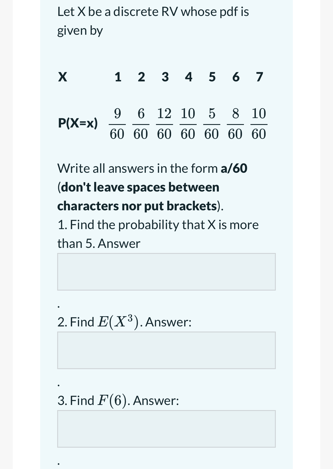 Solved Let x ﻿be a discrete RV ﻿whose pdf is given | Chegg.com