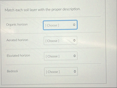 Solved Match each soil layer with the proper | Chegg.com