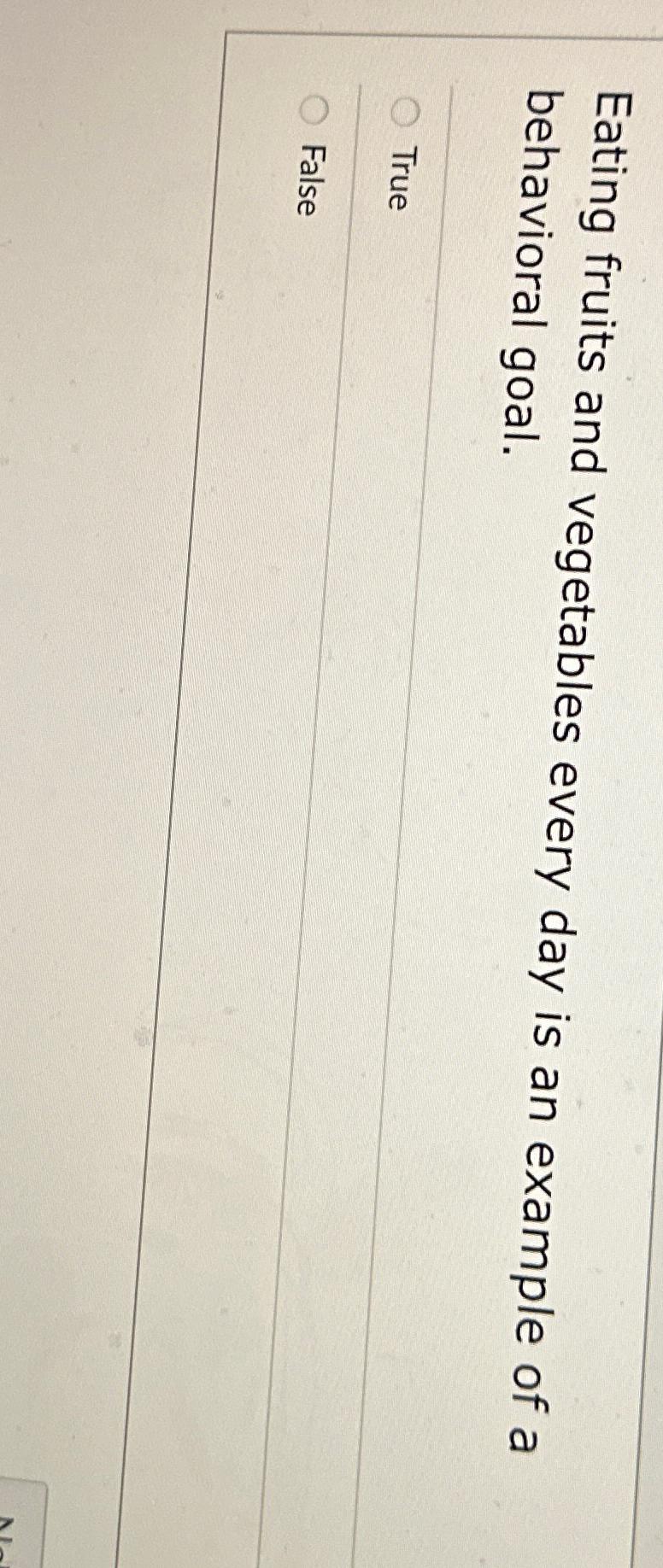 Solved Eating fruits and vegetables every day is an example | Chegg.com