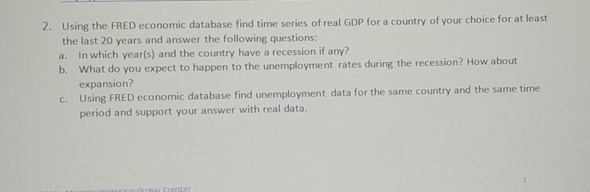 Solved a. 2. Using the FRED economic database find time | Chegg.com