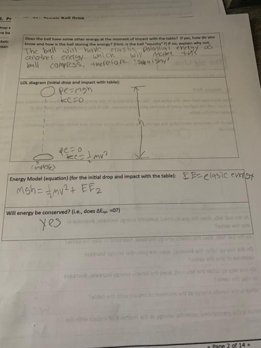 Solved 2. Project PHYS 110 Lab #8: Energy 11 The big idea: | Chegg.com