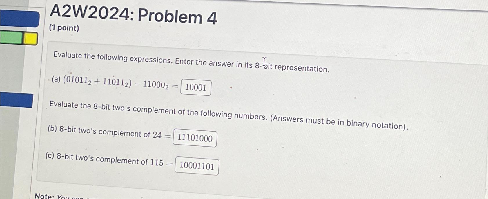 Solved A2W2024: Problem 4(1 ﻿point)Evaluate the following | Chegg.com