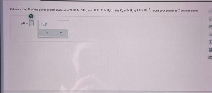 Solved Calculate the pH of the buffer system made up of | Chegg.com