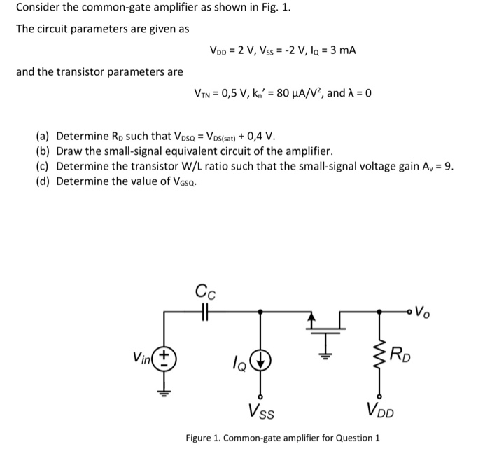 Solved Consider the common-gate amplifier as shown in Fig. | Chegg.com