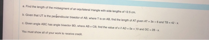 Solved a. Find the length of the midsegment of an | Chegg.com