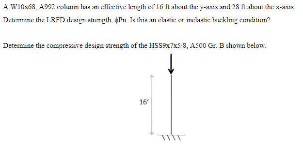 Solved A W10x68, ﻿A992 ﻿column has an effective length of | Chegg.com
