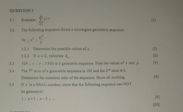 Solved QUESTION 33.1 ﻿Evaluate: ∑n=1203n-33.2 ﻿The following | Chegg.com