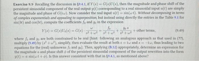Solved Exercise 9.9 Recalling the discussion in §9.4.1, if | Chegg.com