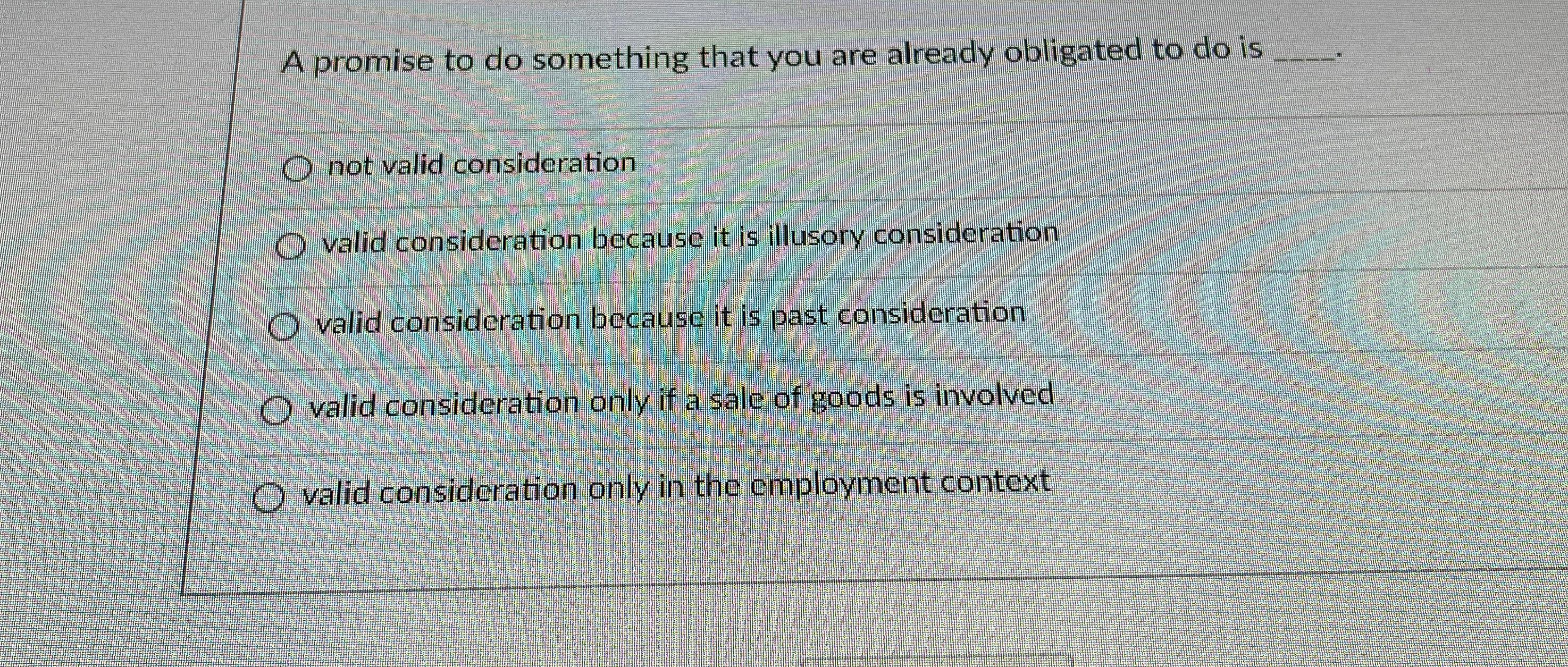 Solved A promise to do something that you are already | Chegg.com