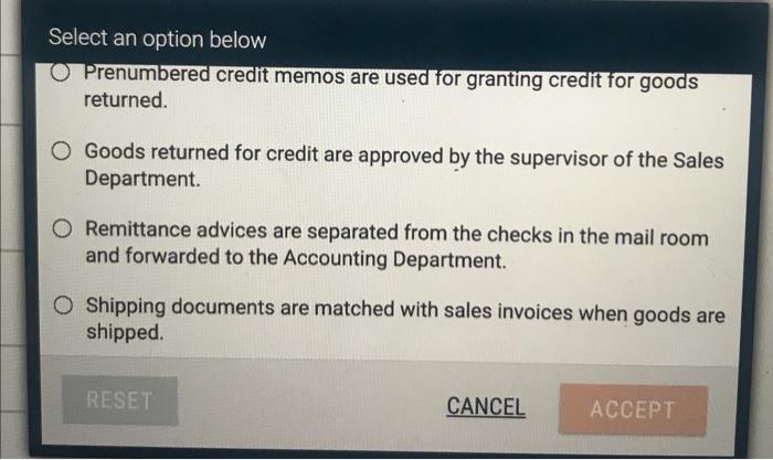 Solved Select from the option list provided one internal | Chegg.com