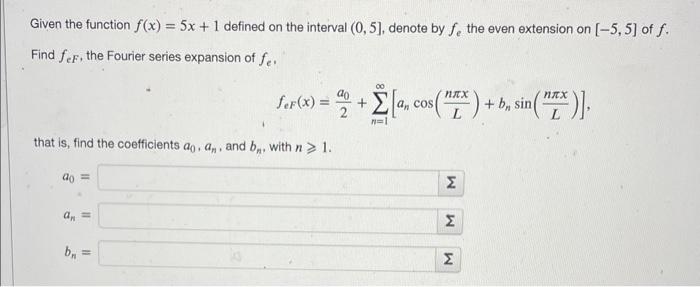 Solved Given the function f(x)=5x+1 defined on the interval | Chegg.com