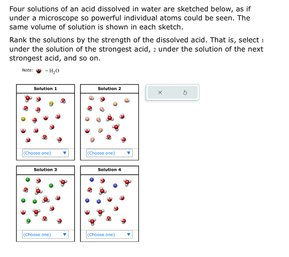 Solved Four solutions of an acid dissolved in water are | Chegg.com