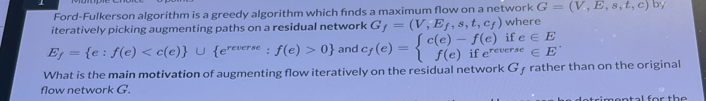 Solved Ford-Fulkerson algorithm is a greedy algorithm which | Chegg.com