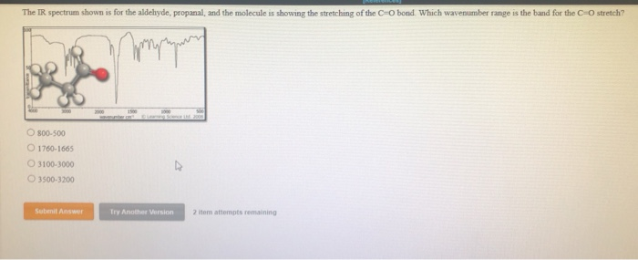Solved The IR spectrum shown is for the aldehyde, propanal, | Chegg.com