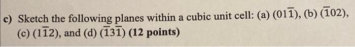 Solved c) Sketch the following planes within a cubic unit | Chegg.com