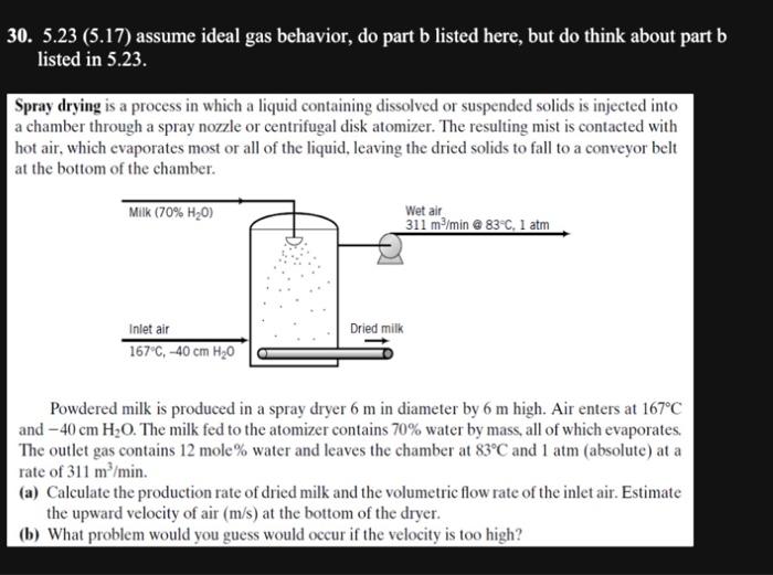 Solved 30. 5.23 (5.17) assume ideal gas behavior, do part b | Chegg.com
