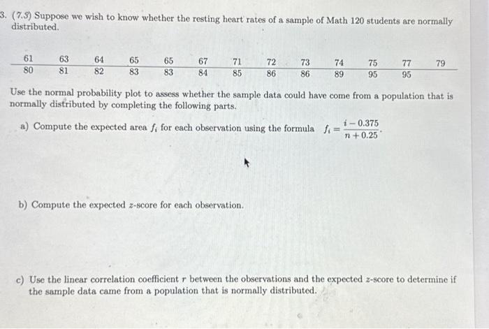 Solved (7.3) Suppose we wish to know whether the resting | Chegg.com