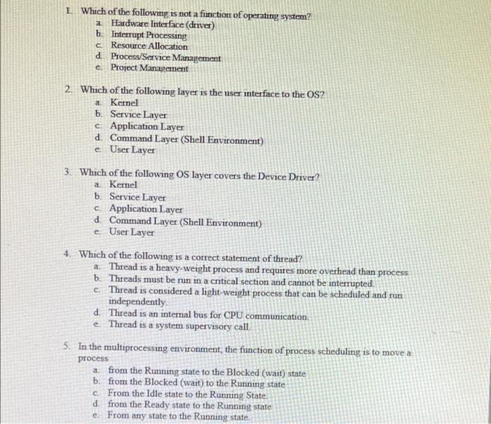 Solved 1 Which of the following is not a function of | Chegg.com