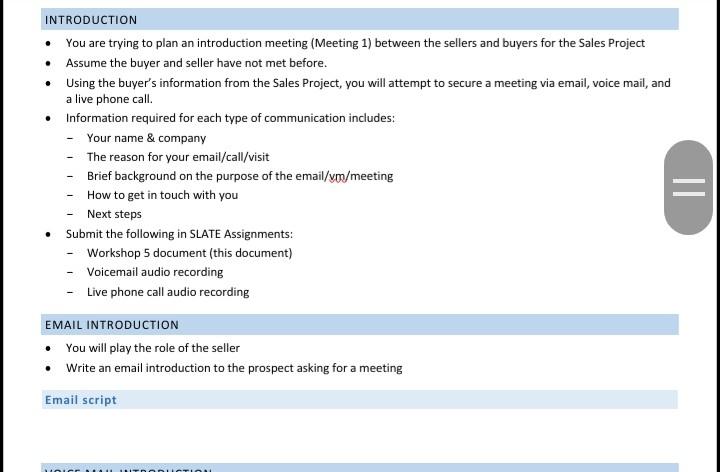 Solved please prepare an email script for introduction to | Chegg.com