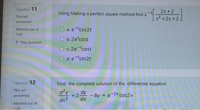 Solved Question 11 Using Making a perfect square method find | Chegg.com