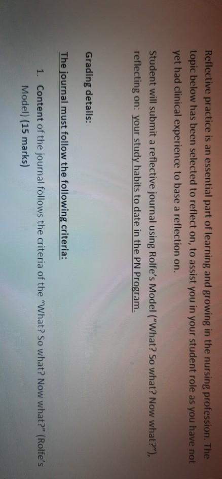 Solved Reflective practice is an essential part of learning | Chegg.com