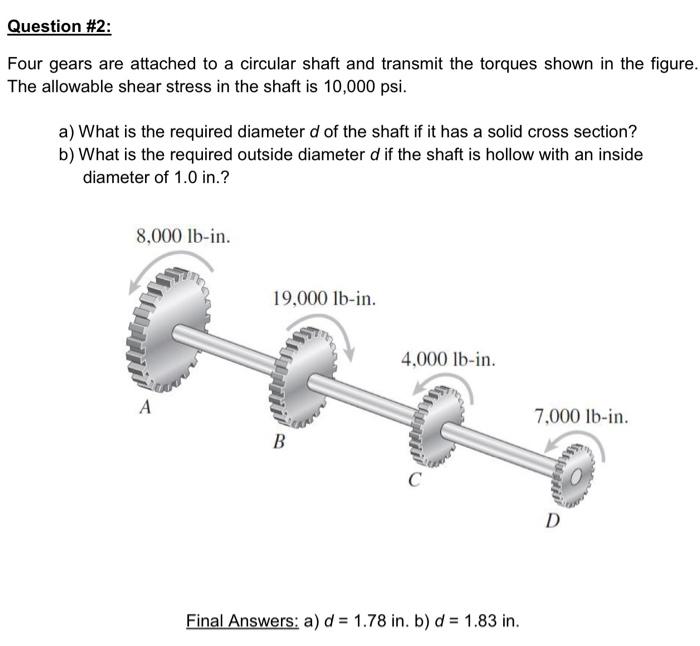 Solved Four gears are attached to a circular shaft and | Chegg.com