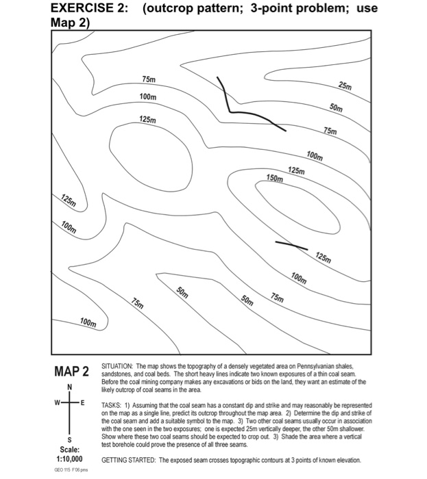 EXERCISE 2: (outcrop pattern; 3-point problem; use | Chegg.com