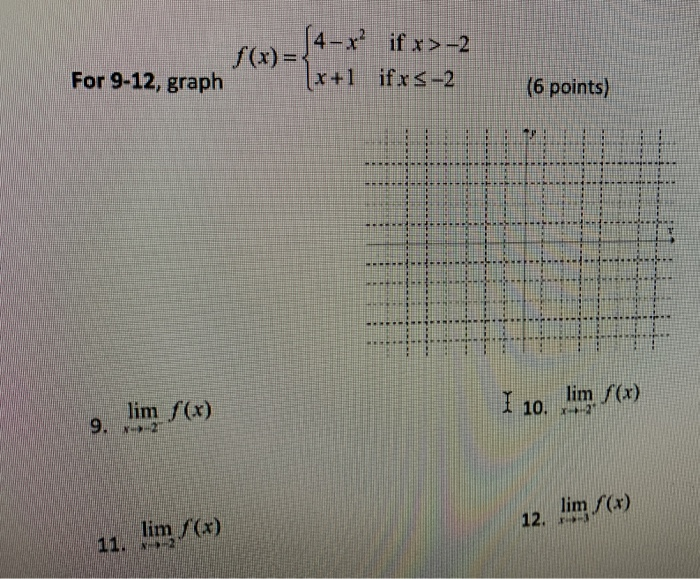 Solved 14-x? if x>-2 f(x)= For 9-12, graph (x+1 ifrs-2 (6 | Chegg.com