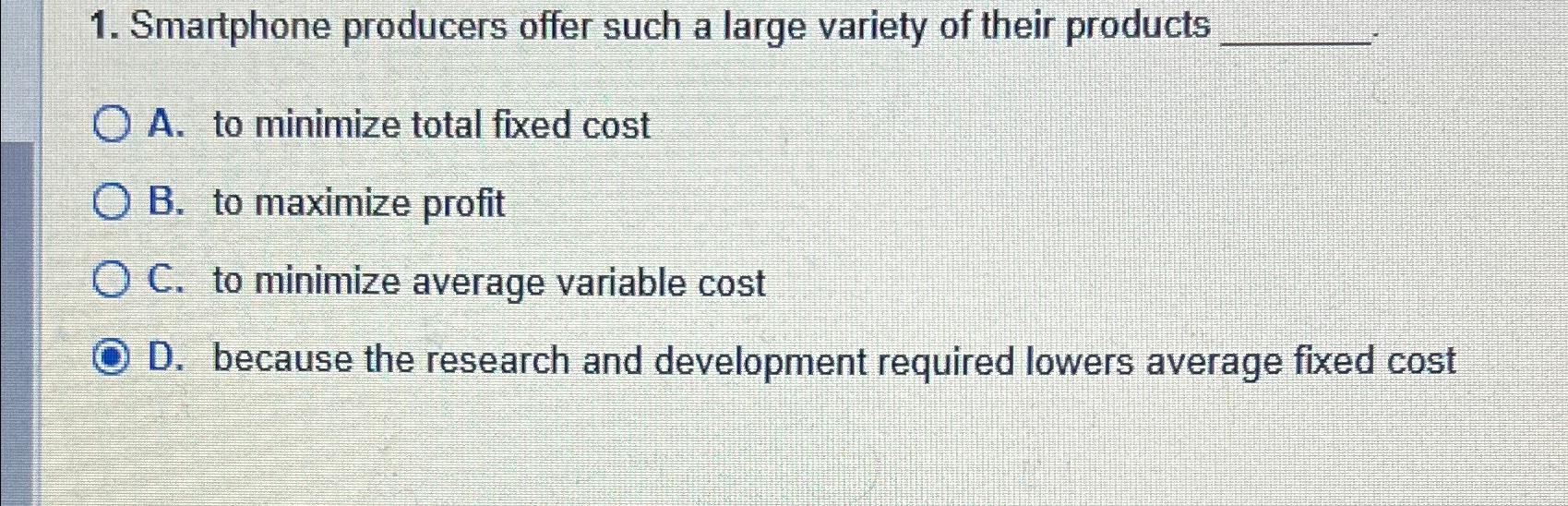 Solved Smartphone producers offer such a large variety of | Chegg.com