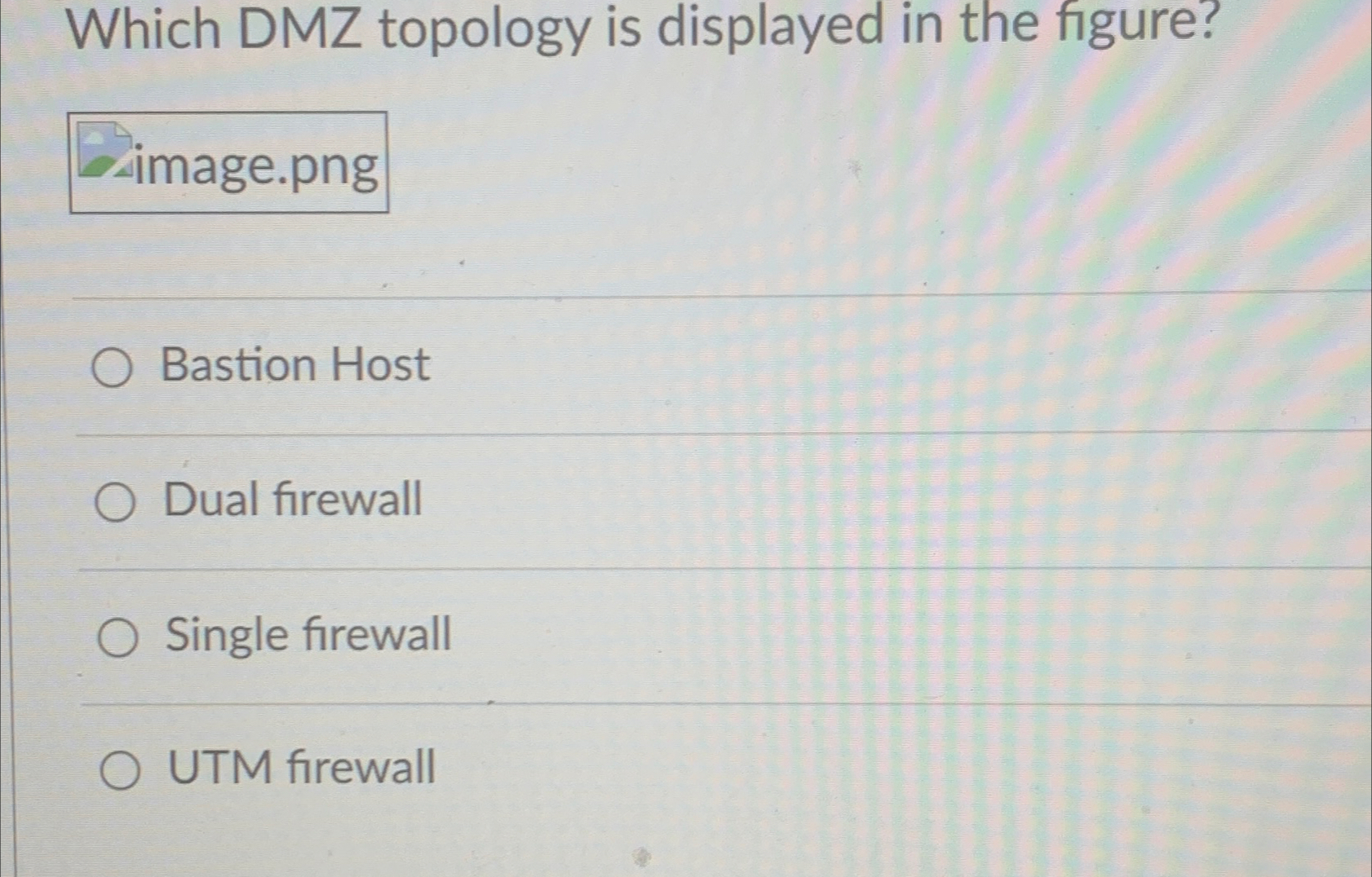Solved Which DMZ topology is displayed in the figure?Bastion | Chegg.com