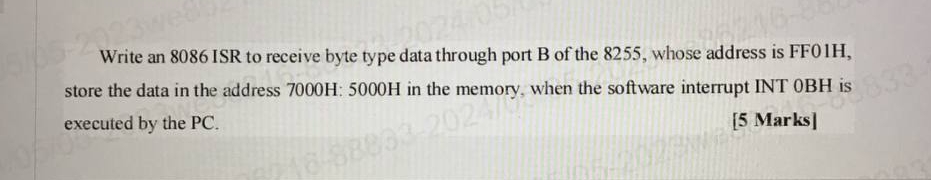 Solved Write an 8086 ﻿ISR to receive byte type data through | Chegg.com
