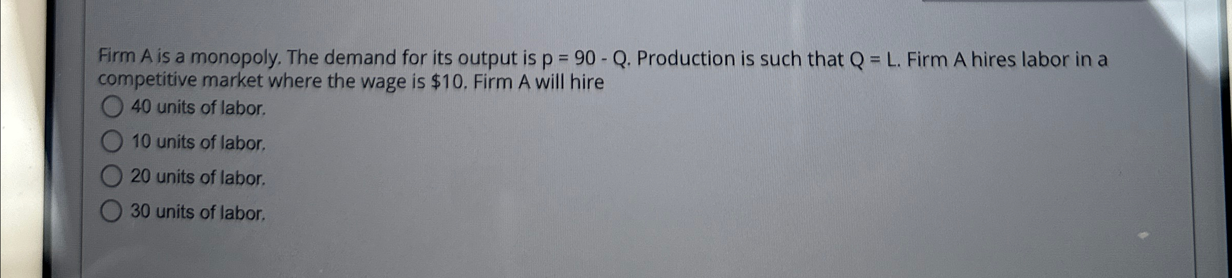 Solved Firm A ﻿is a monopoly. The demand for its output is | Chegg.com
