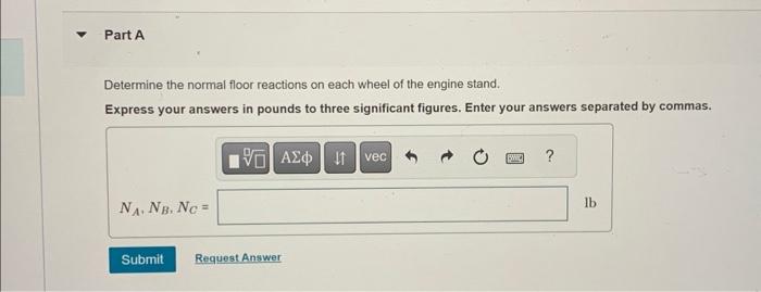 Solved The engine in (Figure 1) weighs 750lb and has a | Chegg.com