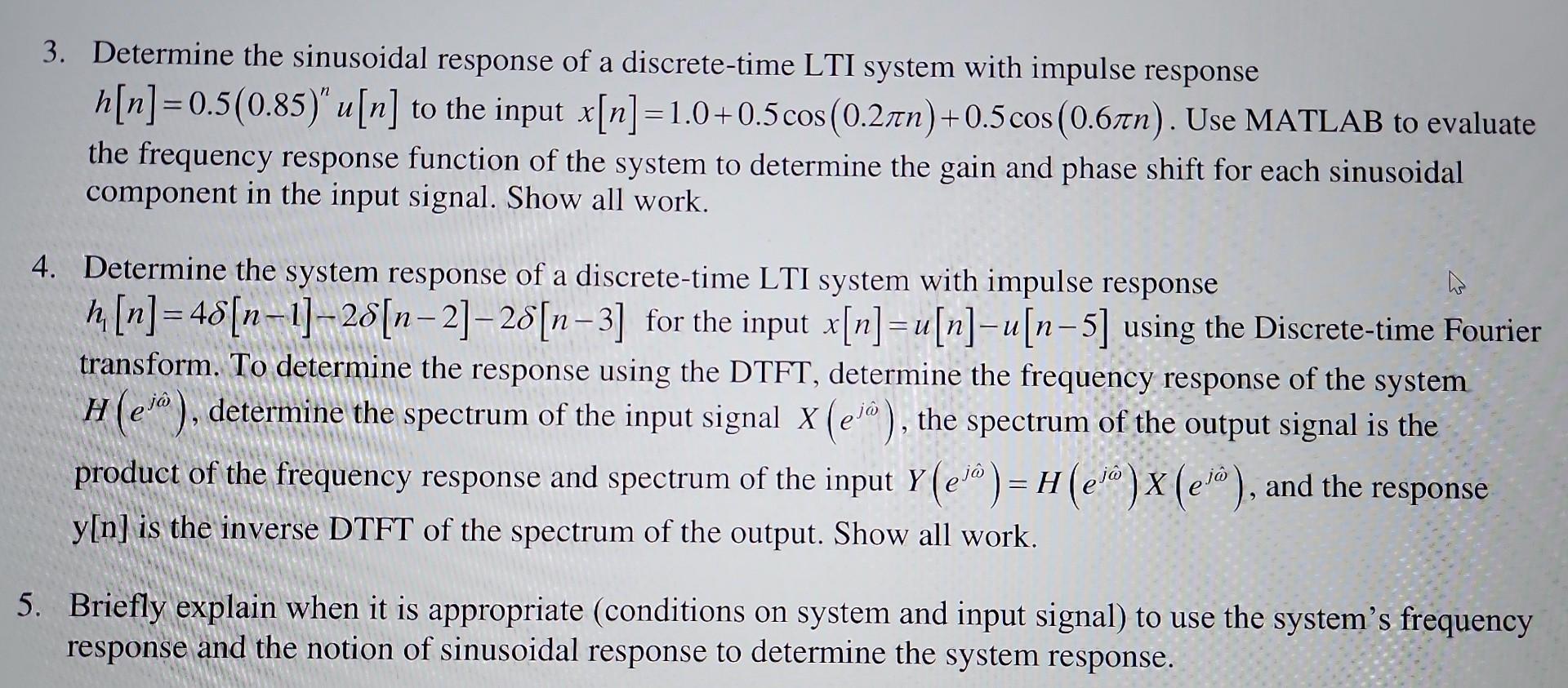 Solved 3. Determine the sinusoidal response of a | Chegg.com