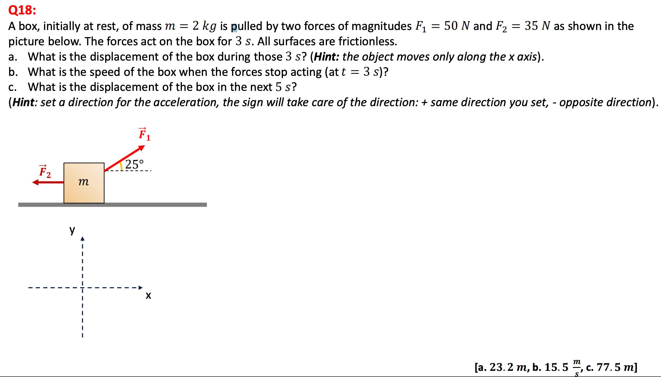 Solved Q18:A box, initially at rest, of mass m=2kg ﻿is | Chegg.com