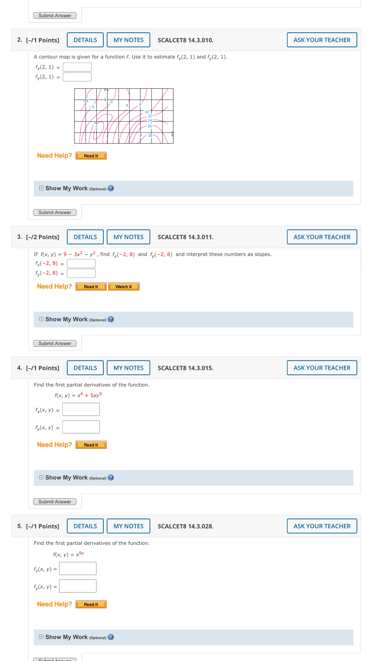 Solved [-/1 ﻿Points]SCALCET8 14.3.010.A contour map is given | Chegg.com