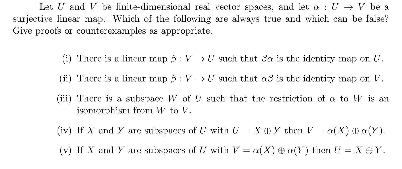 Solved Let U ﻿and V ﻿be finite-dimensional real vector | Chegg.com