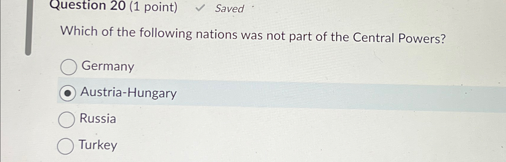 Solved Question 20 (1 ﻿point) ﻿SavedWhich of the following | Chegg.com