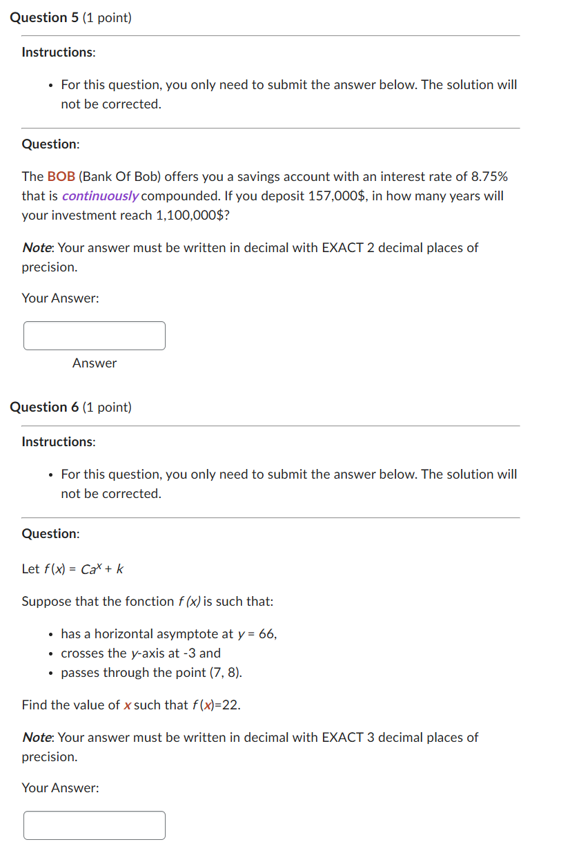 Solved Question 5 (1 ﻿point)Instructions:For this question, | Chegg.com