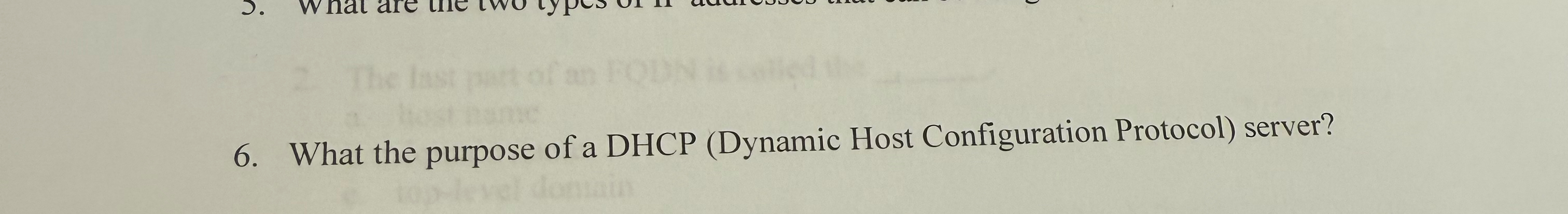 Solved What the purpose of a DHCP (Dynamic Host | Chegg.com