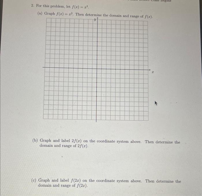 Solved 2. For this problem, let f(x)=x3. (a) Graph f(x)=x3. | Chegg.com