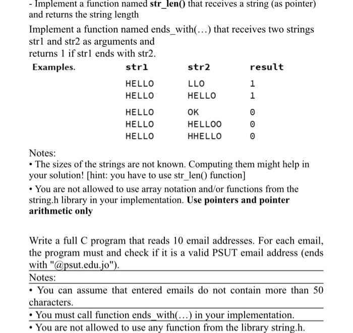 Solved - Implement a function named str_len() that receives | Chegg.com