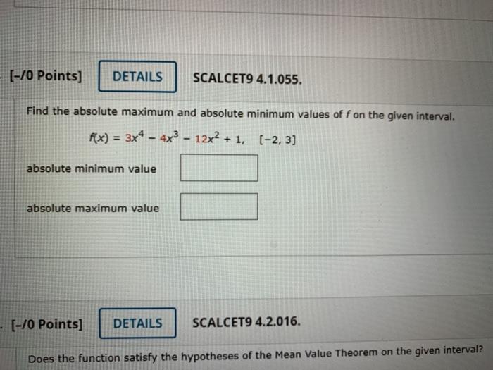 Solved [-70 Points] DETAILS SCALCET9 4.1.055. Find the | Chegg.com