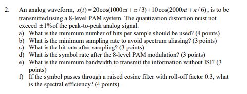 Solved An analog waveform, | Chegg.com