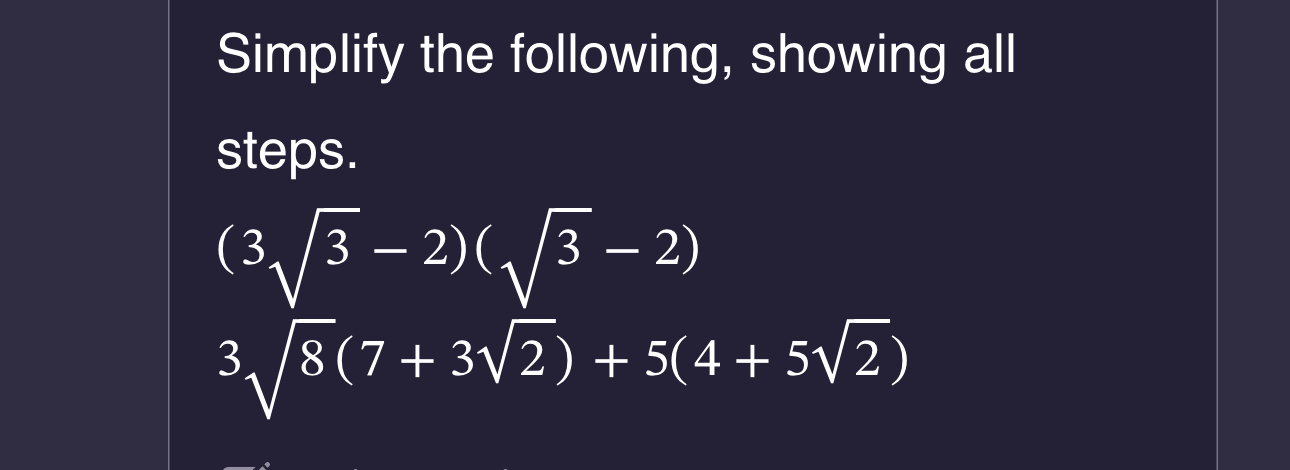 Solved Simplify the following, showing all | Chegg.com
