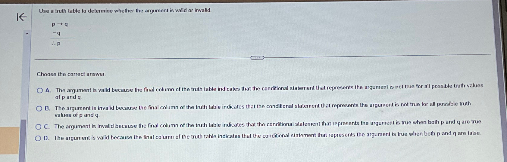 Solved Use a truth table to determine whether the argument | Chegg.com