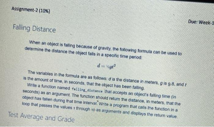 [solved] Assignment 2 10 Falling Distance When An Objec